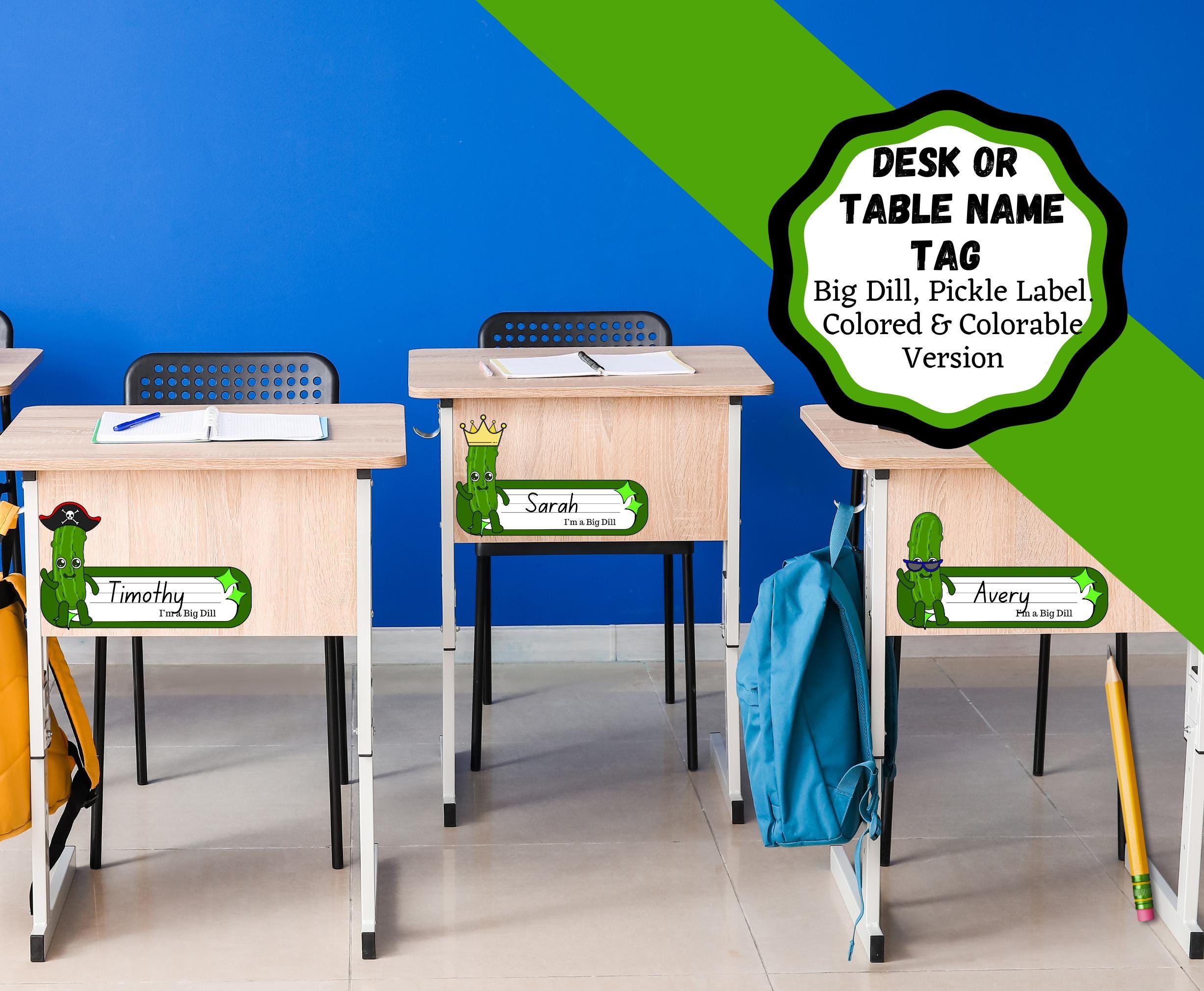 Printable Pickle Desk Name Tag, Colored and Colorable Desk Top Label or ...