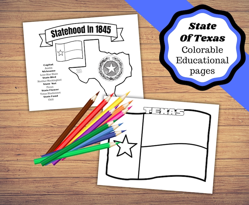 Texas State Printable Coloring and Worksheets, Learn About Texas, Texas ...