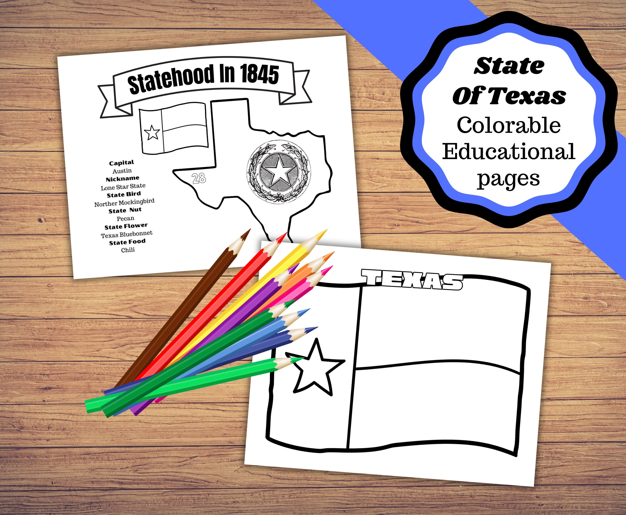 Texas State Printable Coloring and Worksheets, Learn About Texas, Texas ...