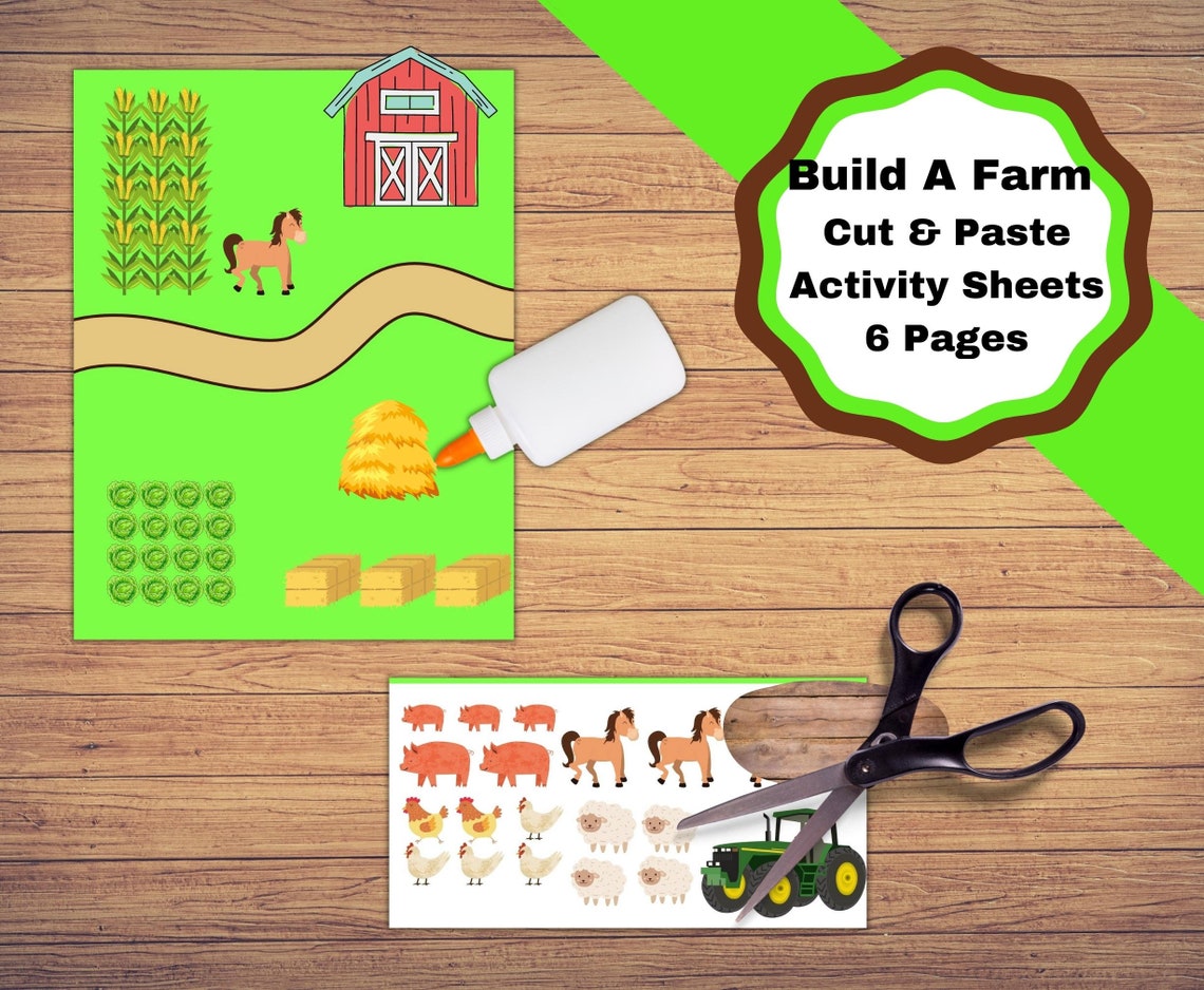 Build a Farm Printable Cut and Paste Pages to Create a Farm. - Etsy