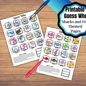 Printable Guess Who Shark and Fish Themed Pages. Shark and Fish Themed ...