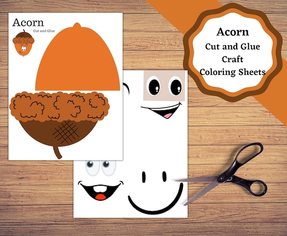Printable Acorn Craft Fall Craft and Coloring Pages. - Etsy