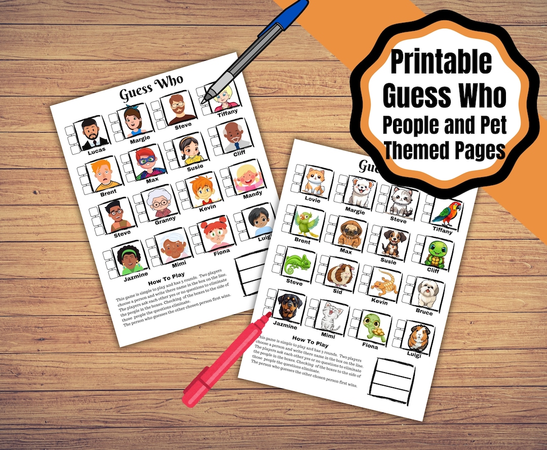 Printable Guess Who Game Pages. Guess Who People and Pet Games. Easy to Play Printable Game. - Etsy