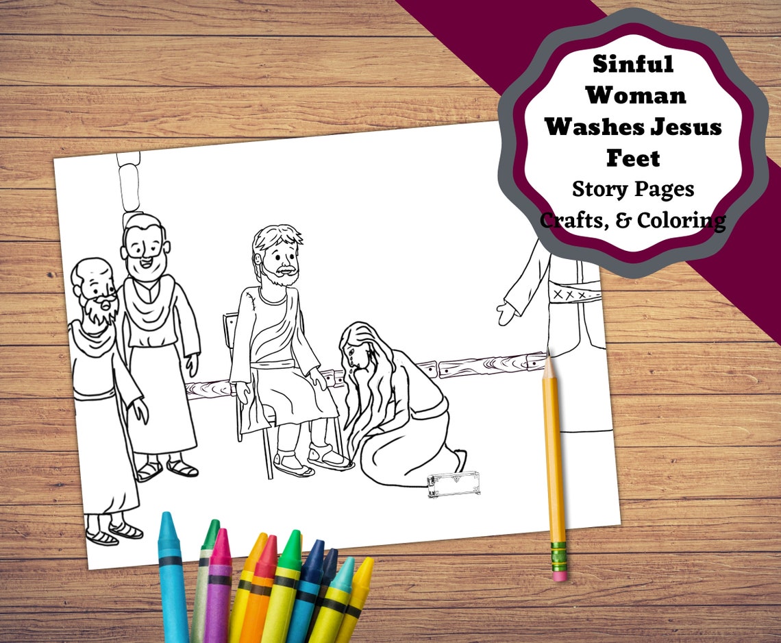 Printable, Sinful Woman Washes Jesus Feet, Craft, Coloring, and Story ...