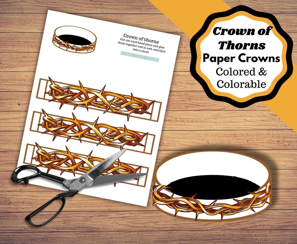 Printable Paper Crowns, Crown of Thorns, Jesus Crown. Bible Craft - Etsy