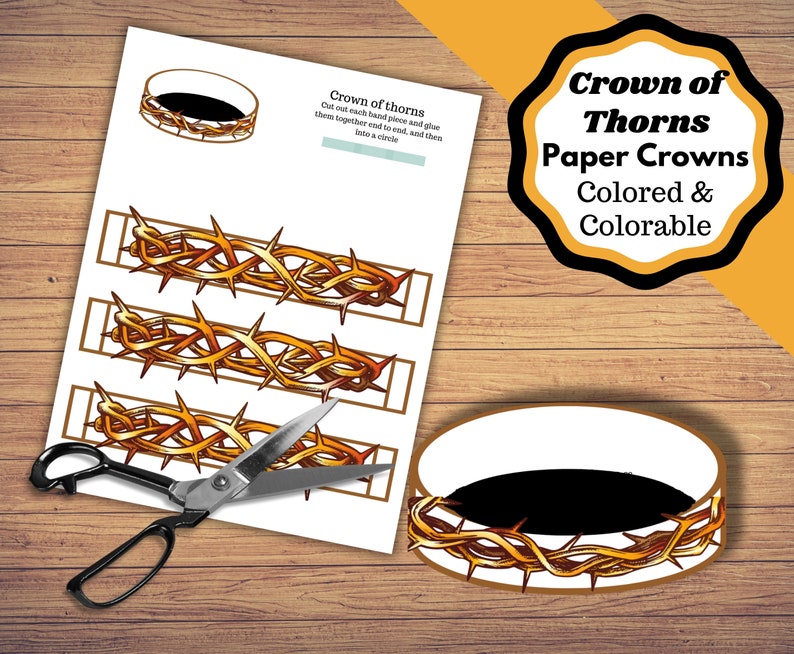 Printable Paper Crowns, Crown of Thorns, Jesus Crown. Bible Craft - Etsy