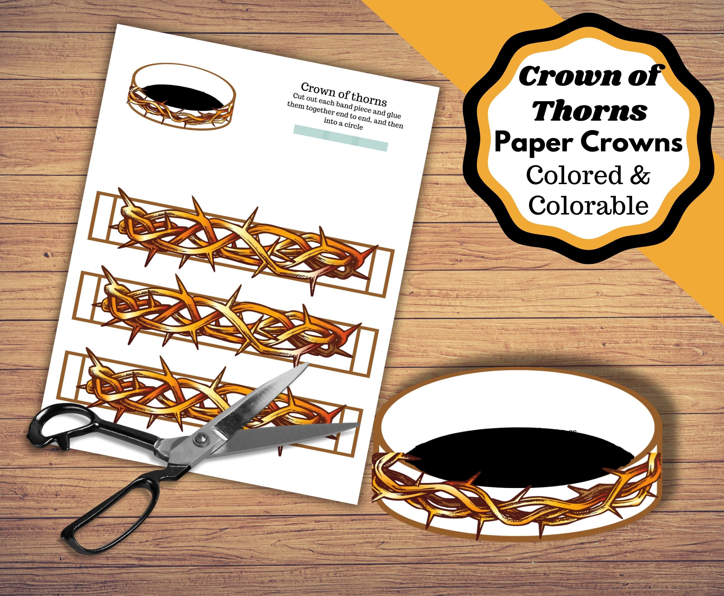 Printable Paper Crowns, Crown of Thorns, Jesus Crown. Bible Craft - Etsy