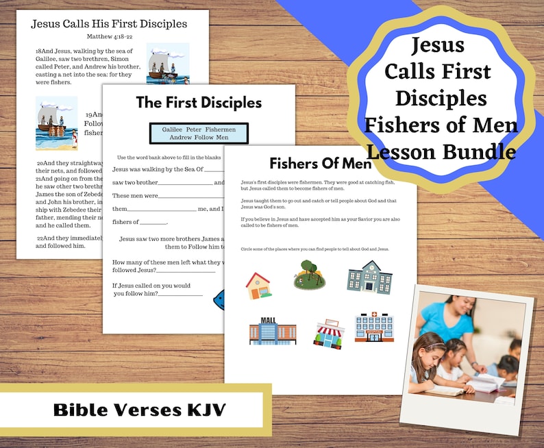 Jesus Calls His First Disciples, Printable Fishers of Men Bible Lesson ...