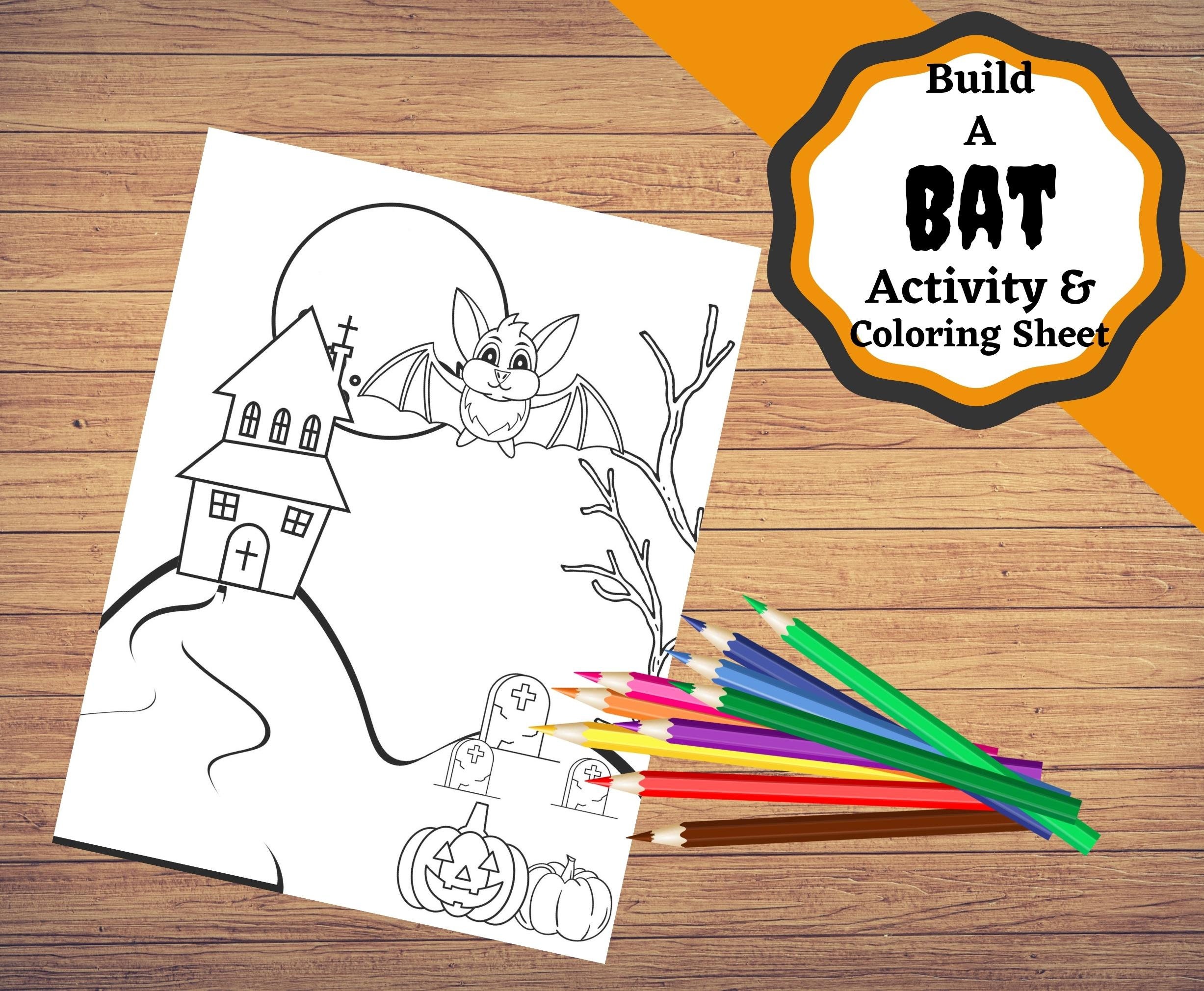 Printable Bat, Create a Bat Cut and Paste Craft With Coloring Sheet. - Etsy