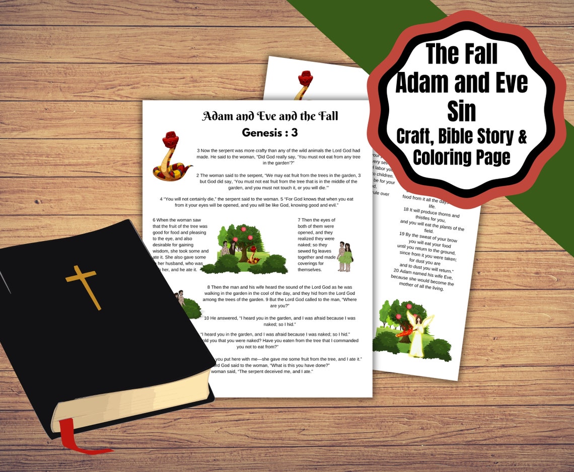 Adam and Eve Fall, the Serpent Deceives Eve, Printable Kids Craft With ...
