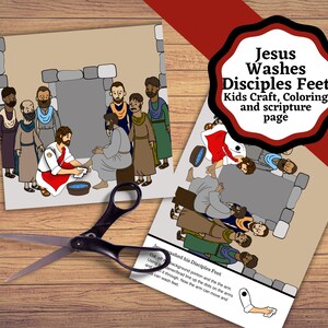 Printable Jesus Washing His Disciples Feet, Kids Craft, Coloring Page ...