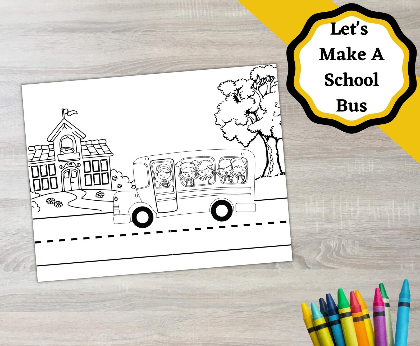 School Bus Printable Craft and Coloring Sheet, Back to School School ...