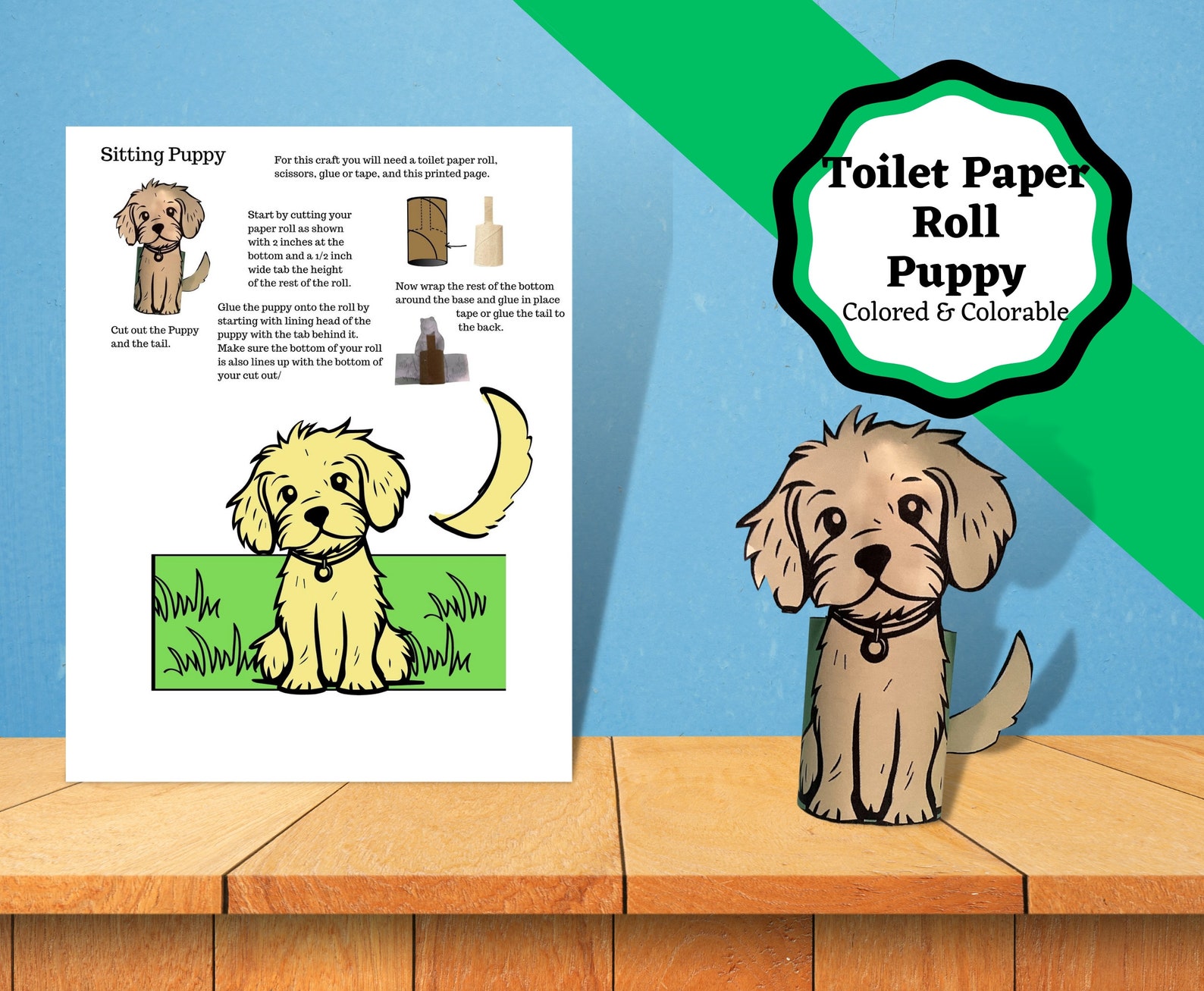 Printable Standing Puppy Craft. Toilet Paper Roll Craft. Toilet Roll ...