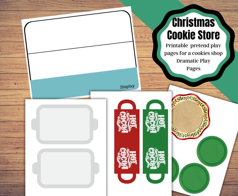 Printable Pages for a Pretend Play Christmas Cookie Shop. Dramatic ...