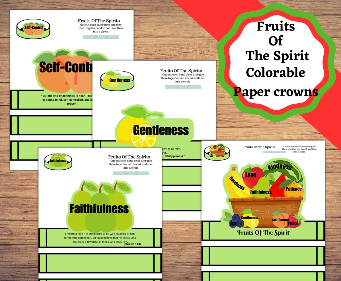 Printable Fruits of the Spirit Paper Crowns. Fruits of the Spirit Kids ...