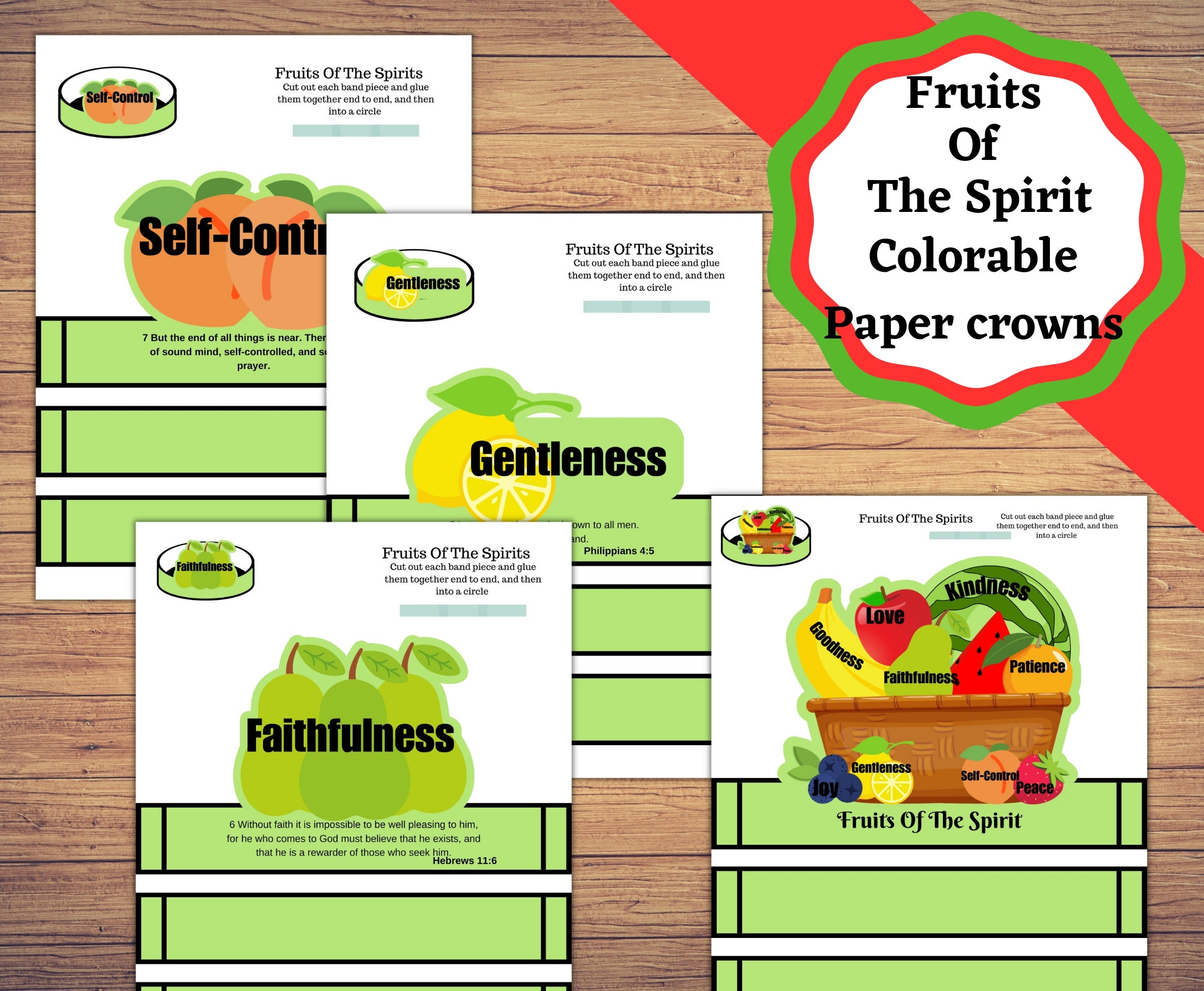 Printable Fruits of the Spirit Paper Crowns. Fruits of the Spirit Kids ...