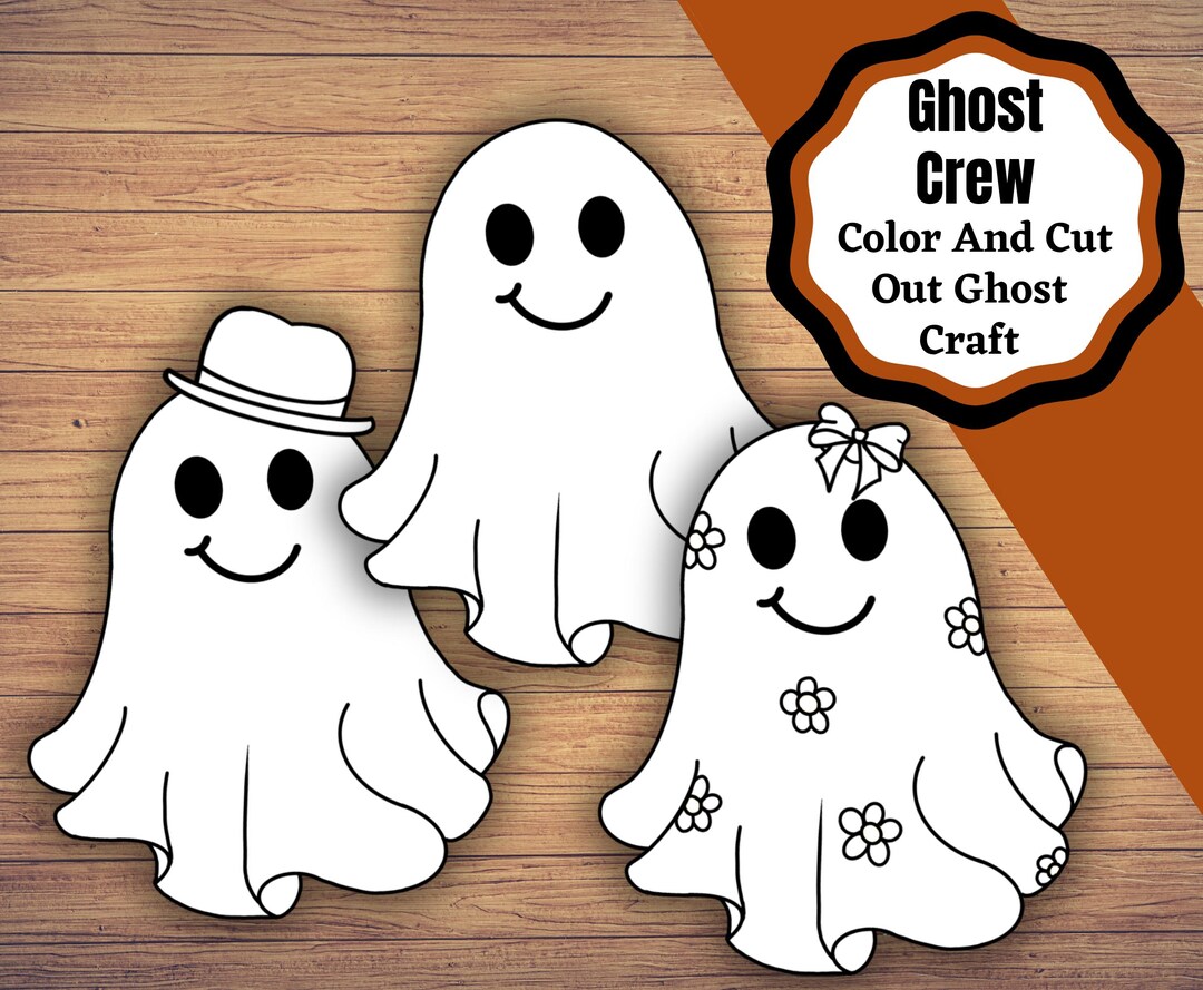 Printable Ghostly Crew, Color and Cut Out Craft. Fun Halloween Ghost ...