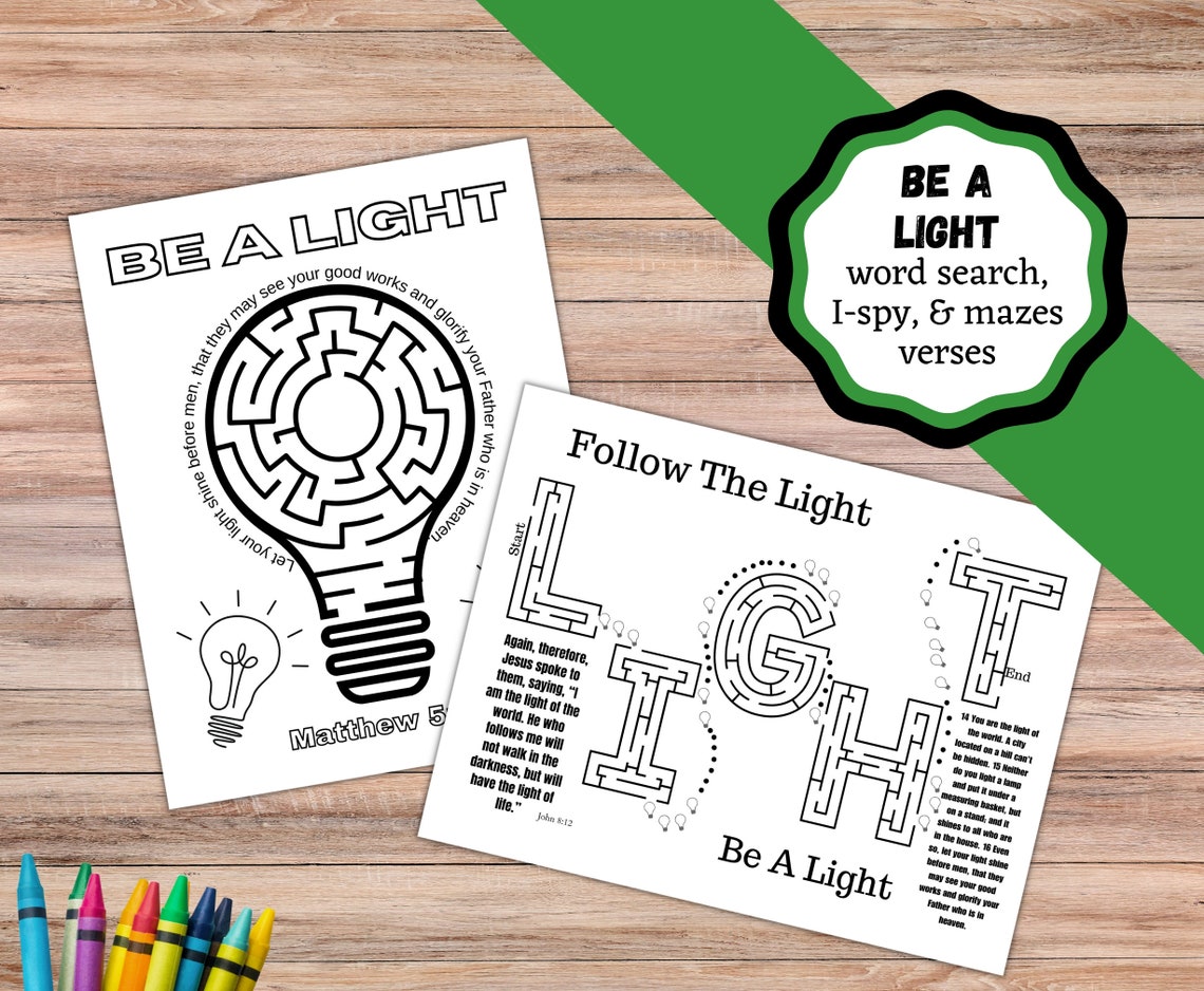 Printable Word Search, I-spy, and Mazes for Being a Light for Jesus ...