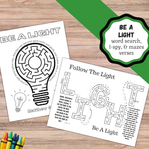 Printable Word Search, I-spy, and Mazes for Being a Light for Jesus ...