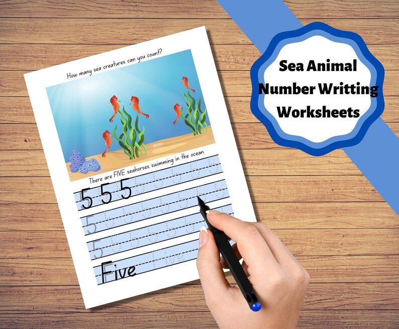 Sea Animal / Underwater Themed, Printable Counting and Number Writing ...