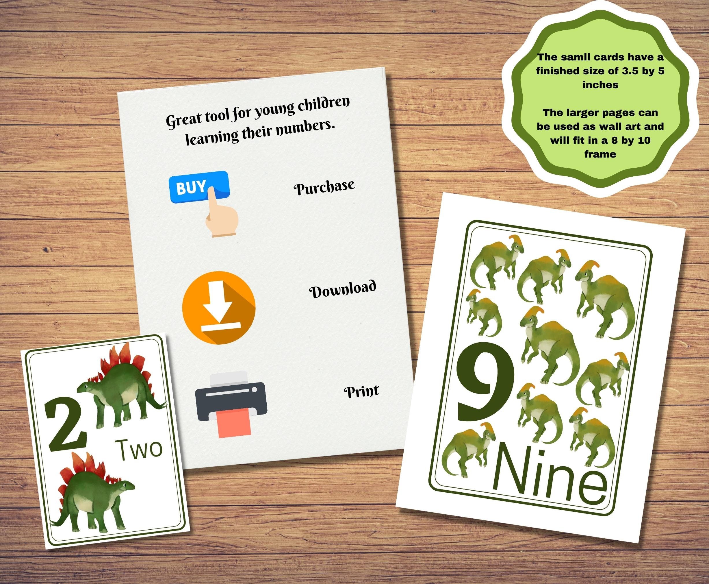 Dinosaur Themed Printable Counting/ Number Cards for the Young Learner ...