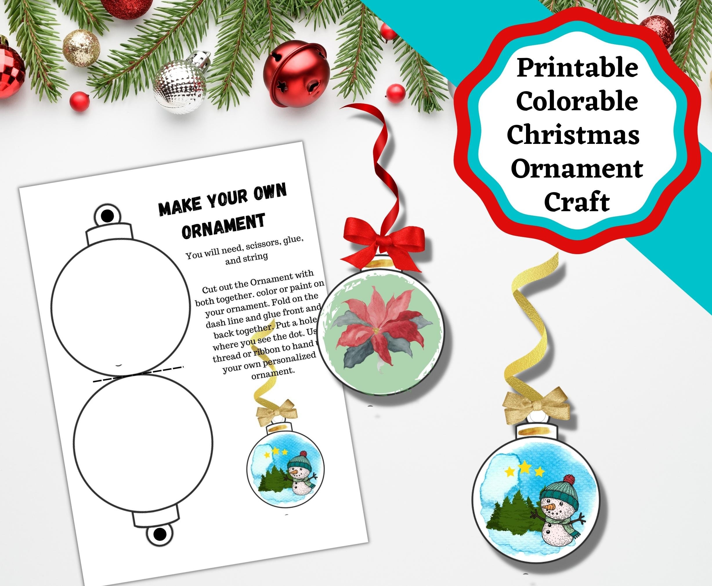 Printable, Colorable Christmas Ornament Craft. Great Christmas Part ...