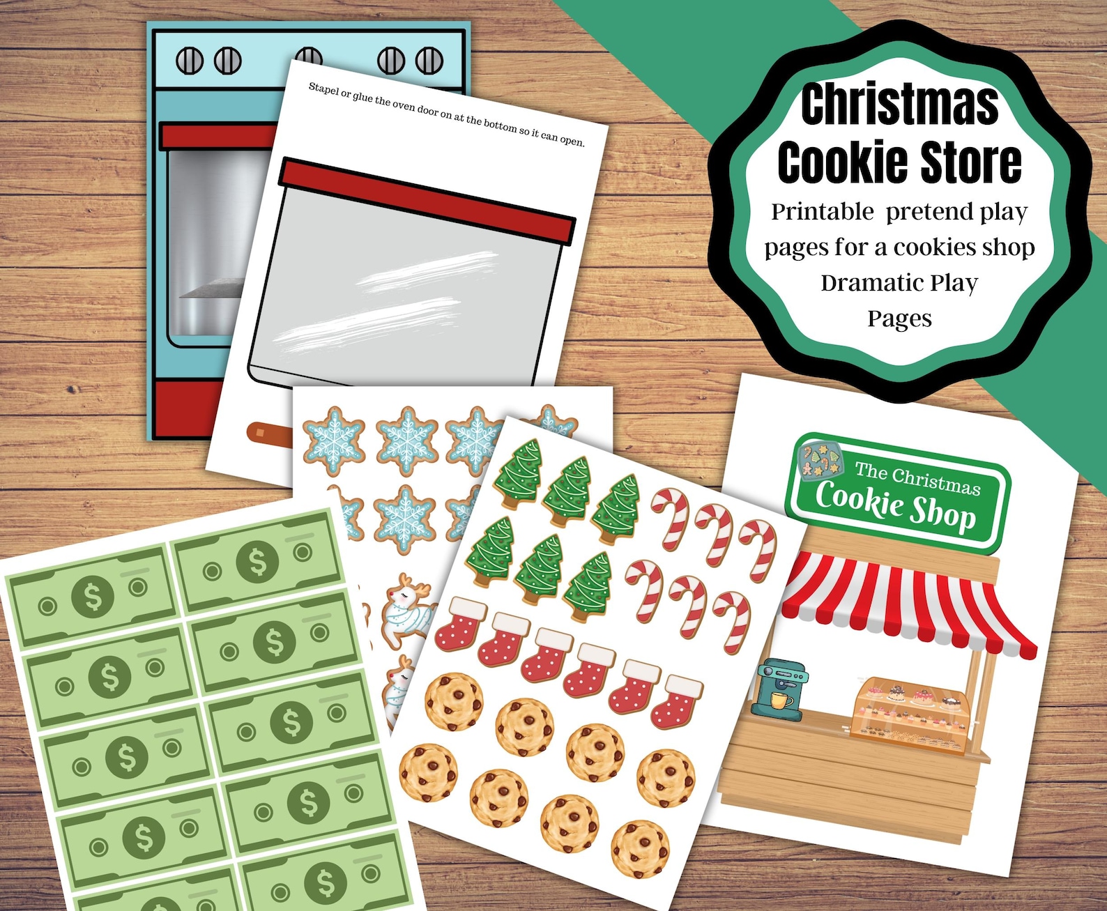 Printable Pages for a Pretend Play Christmas Cookie Shop. Dramatic ...