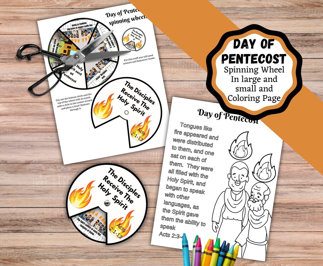 Day of Pentecost Craft Spinning Wheel. Disciples Receive the Holy ...