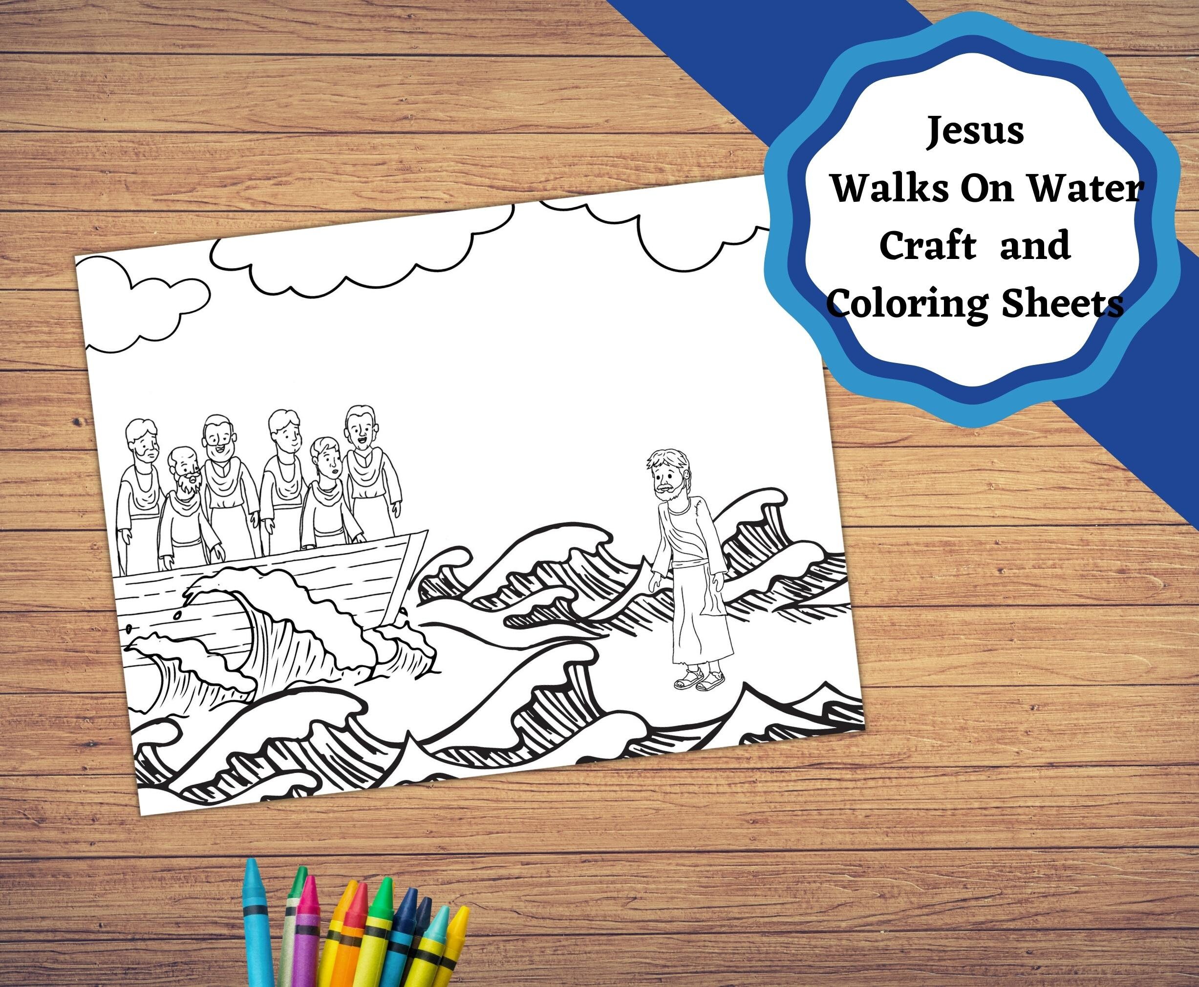 Jesus Walks on Water Moving Bible Story Craft, Printable Jesus Activity ...