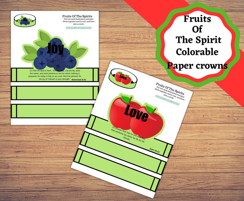 Printable Fruits of the Spirit Paper Crowns. Fruits of the Spirit Kids ...