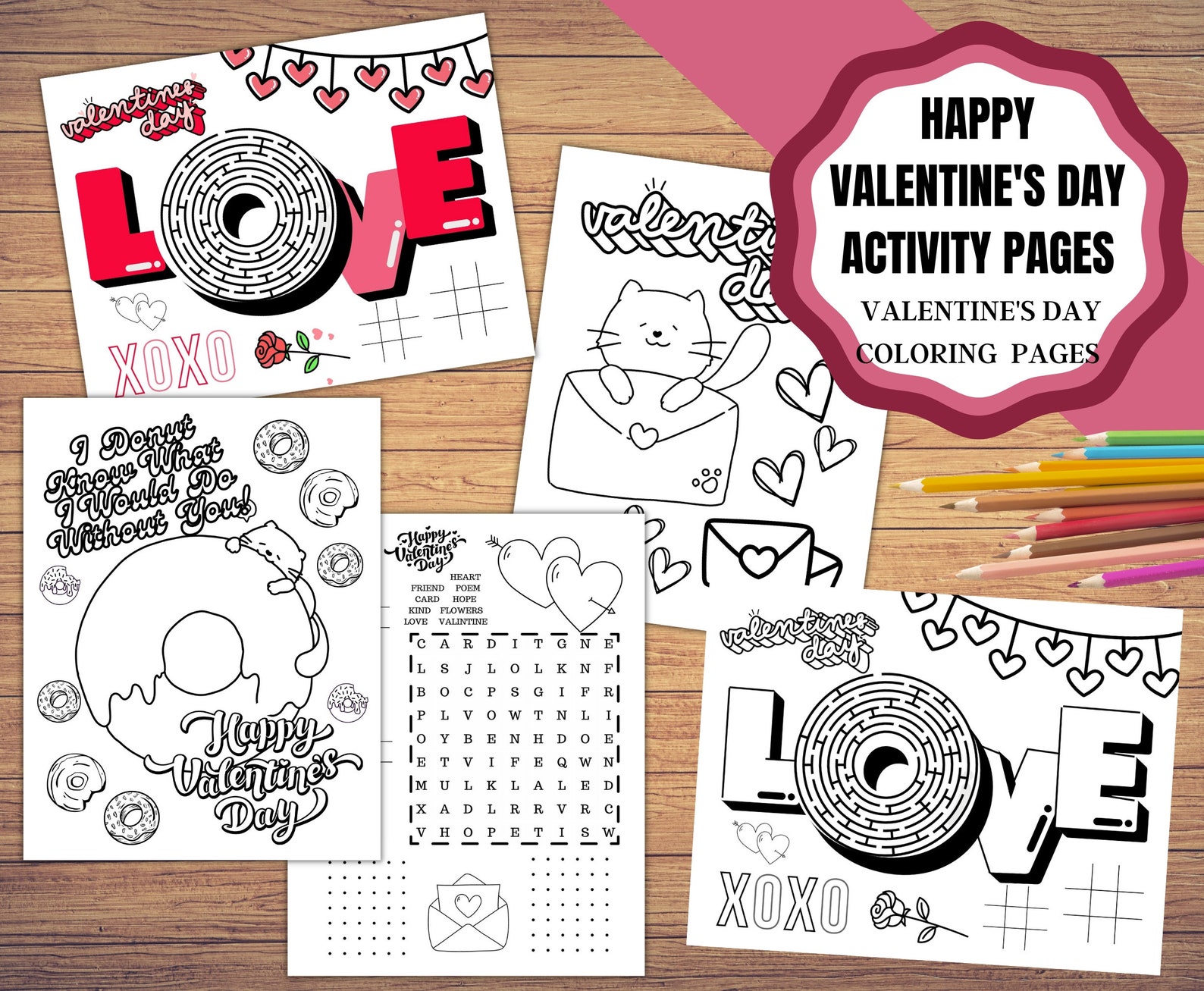 Printable Valentine's Day Activity Sheets, Valentines Day Maze, Word ...