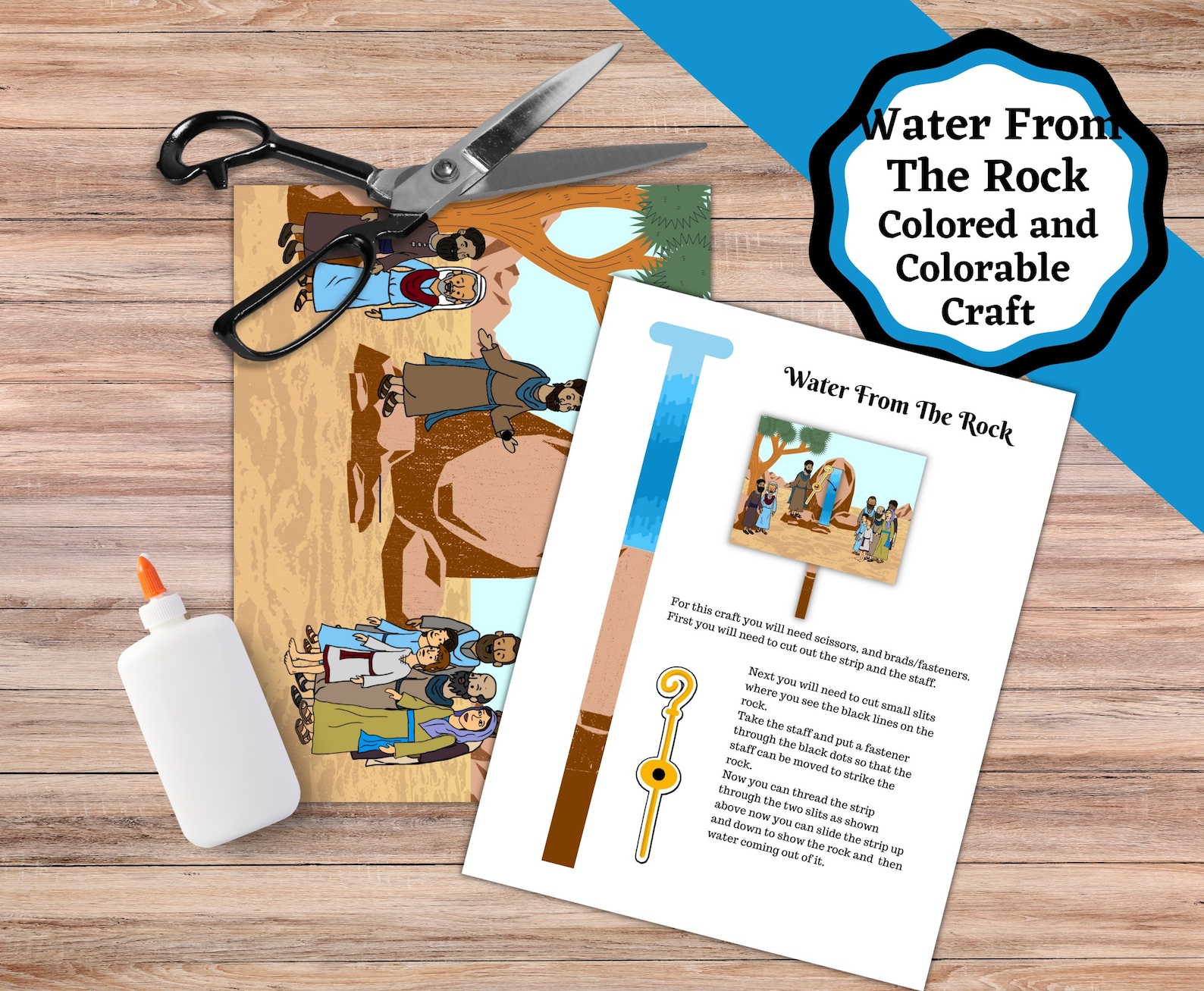 Printable Water From the Rock Bible Story Craft. Moses and the ...