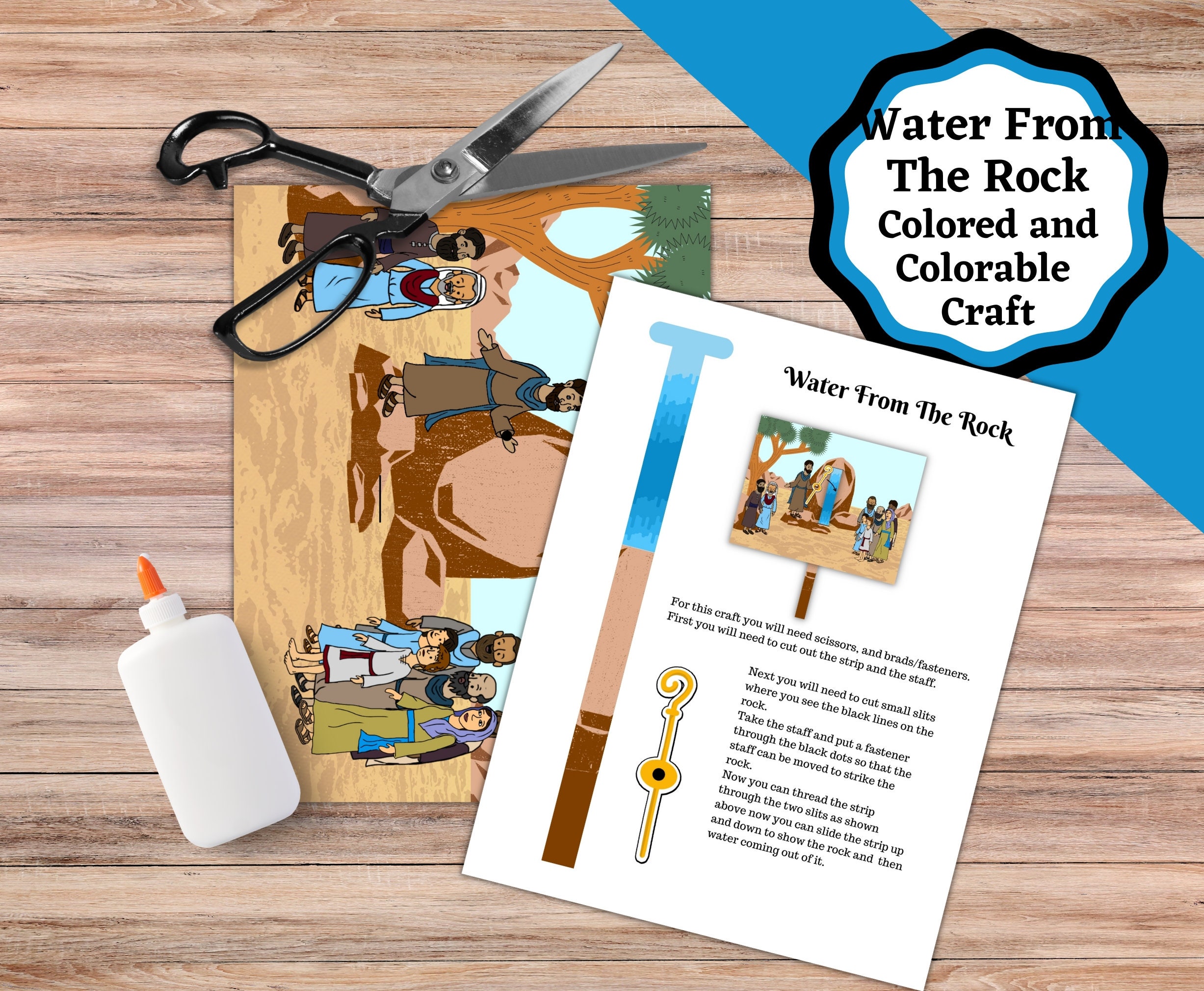 Printable Water From the Rock Bible Story Craft. Moses and the ...