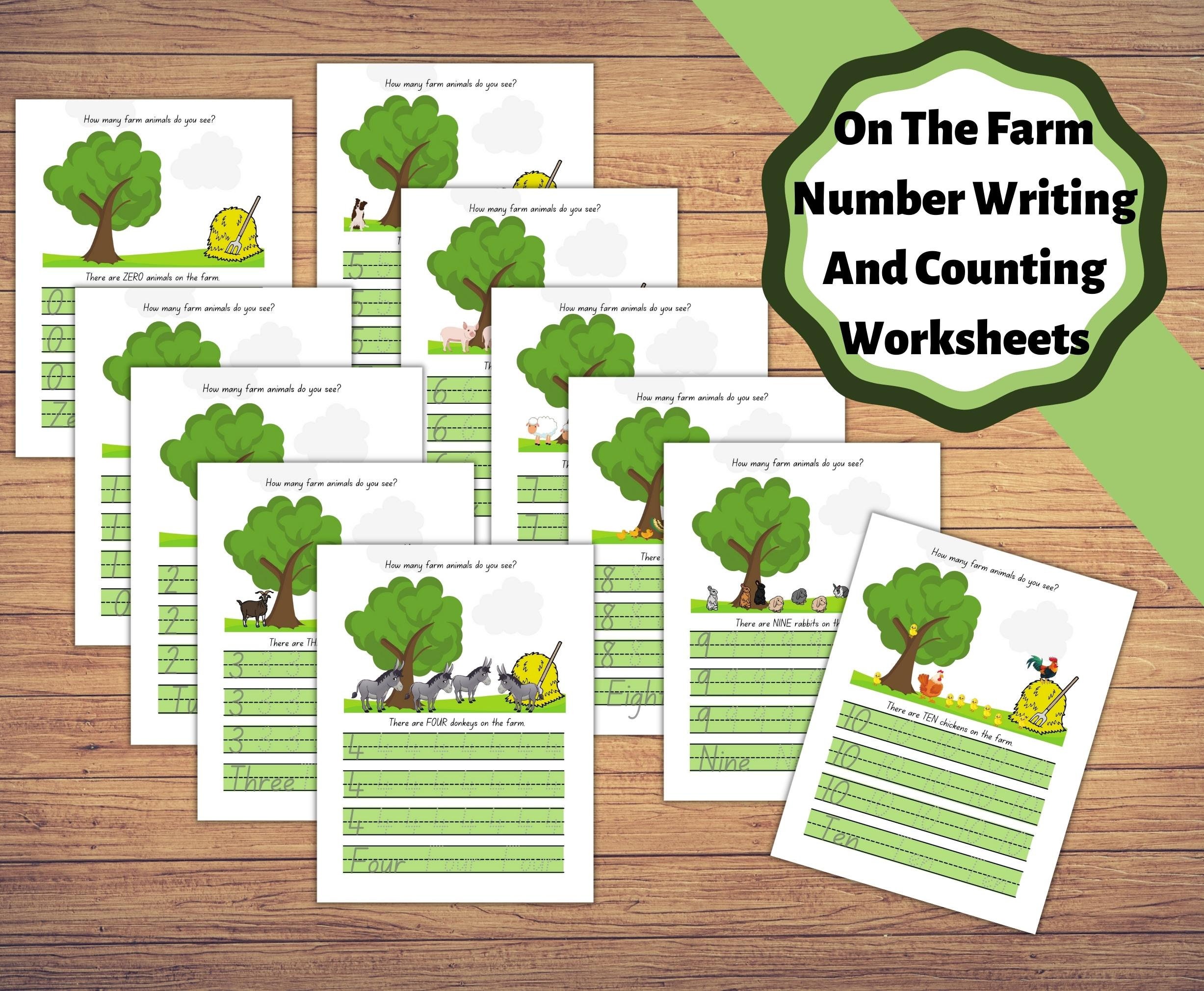 Number Writing, Practice Worksheets. Counting and Writing Helper and ...