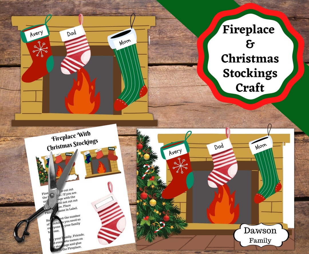 Stockings Hung by the Fireplace Printable Craft. Christmas Stocking ...