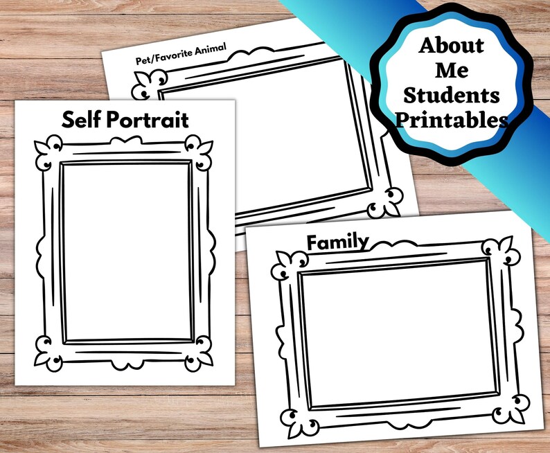 Printable About Me Pages for Students, Self Portrait Page, Favorite ...