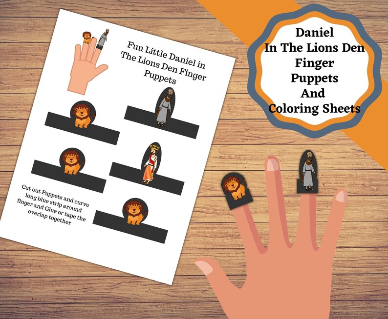 Daniel in the Lions Den, Printable Finger Puppets and Coloring Sheet ...
