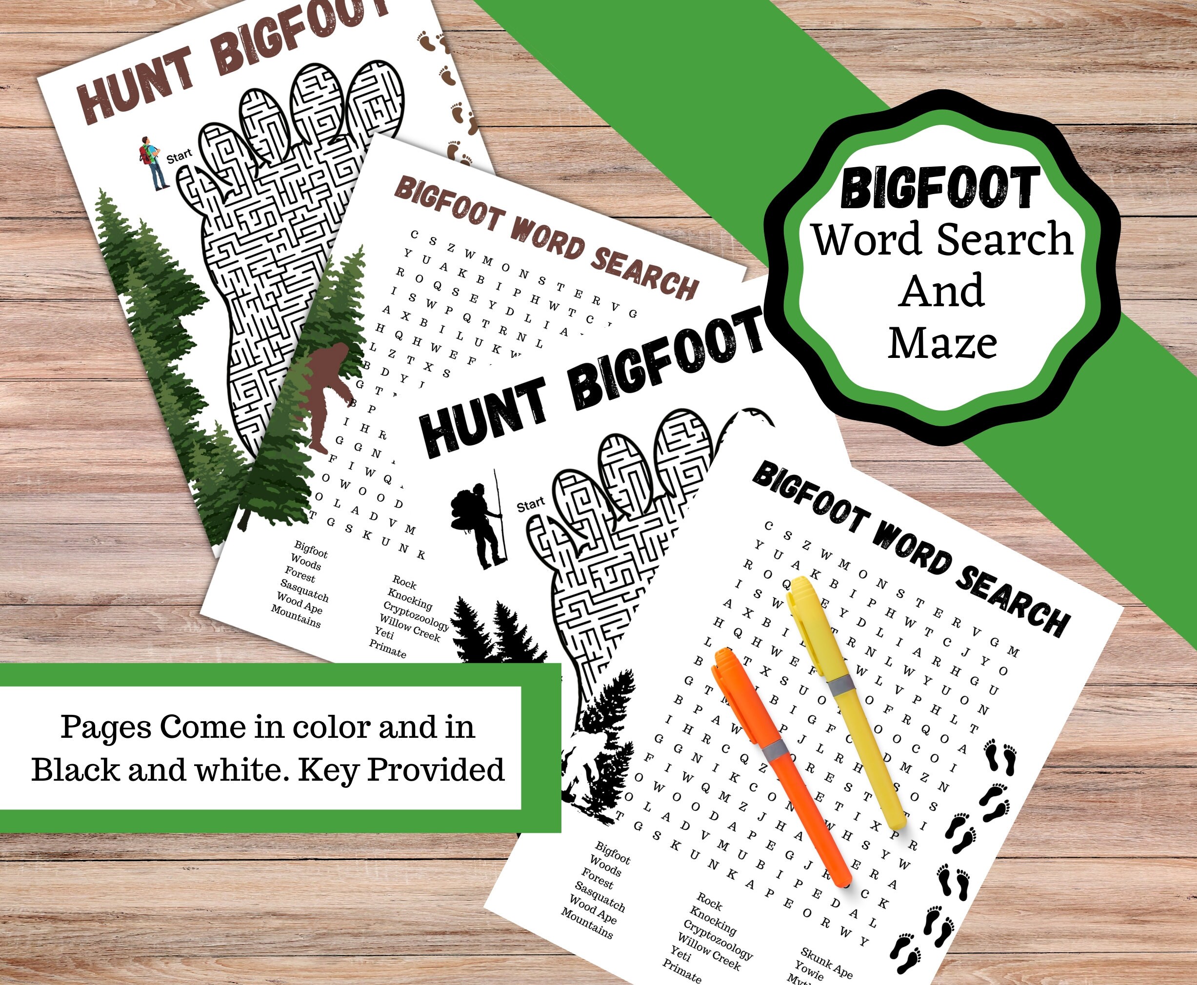 Printable Bigfoot, Sasquatch Word Search, Maze, and Coloring Pages ...
