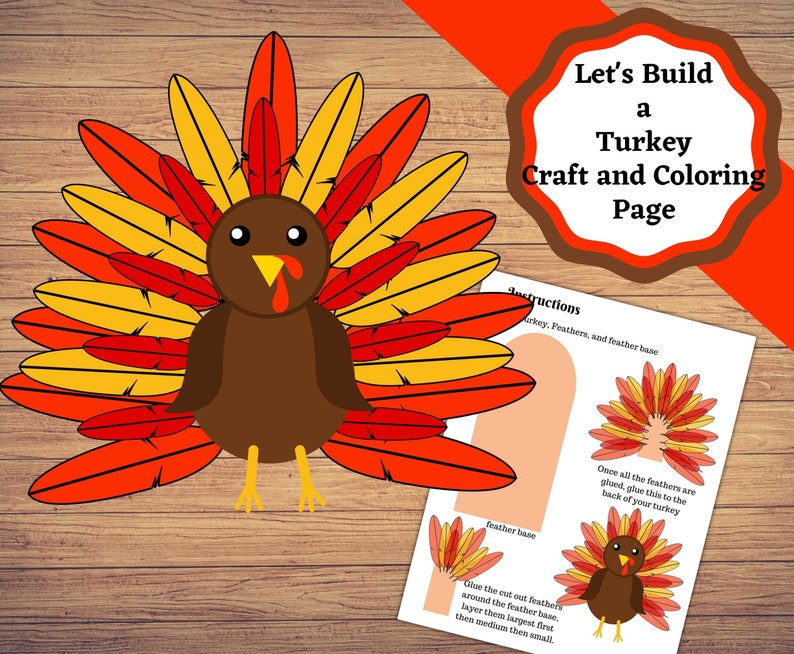 Big Turkey Printable Craft and Coloring Page. Thanksgiving Craft or ...