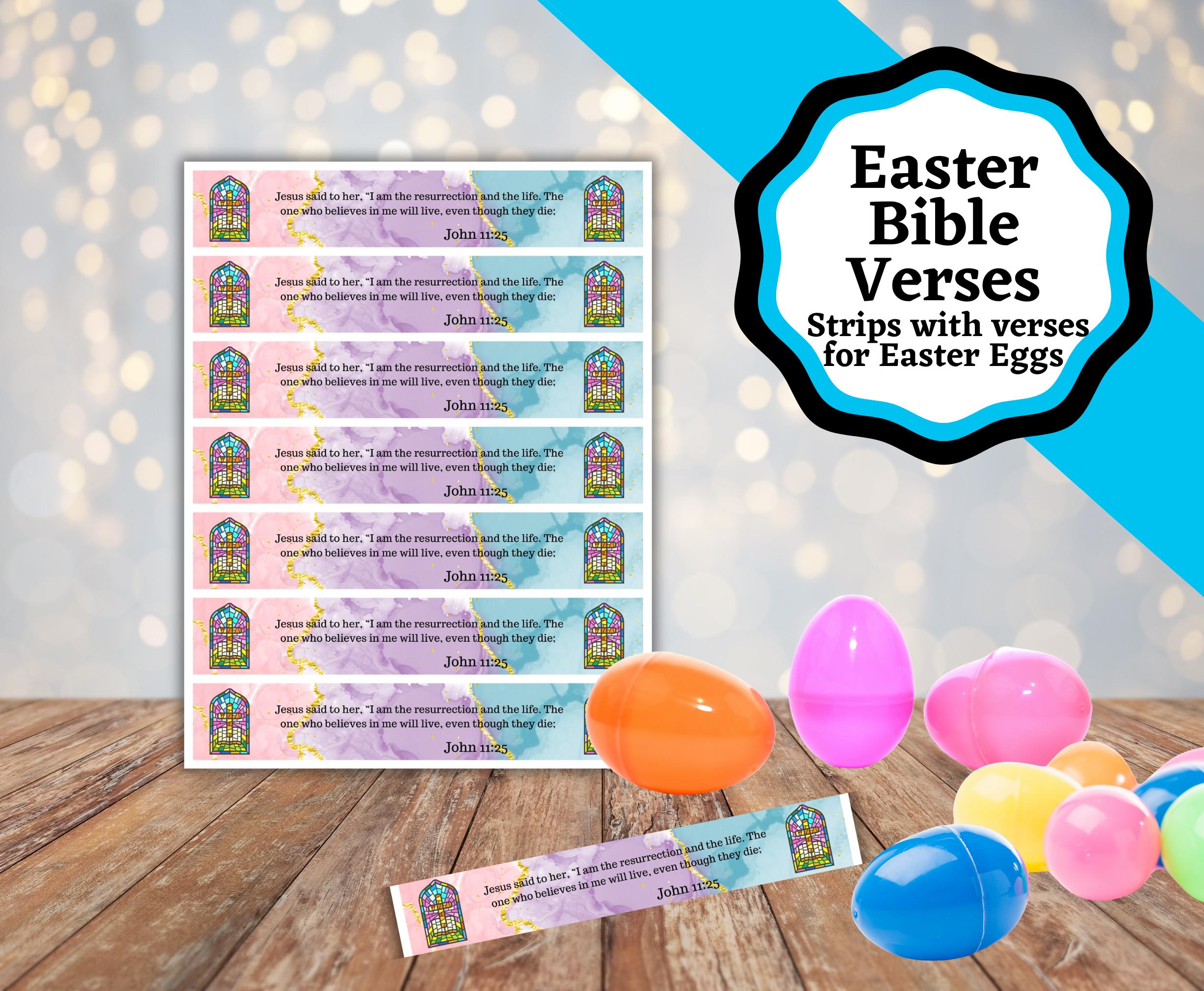 Printable Bible Verses for Easter, Verse Strips for Easter Egg Filling ...