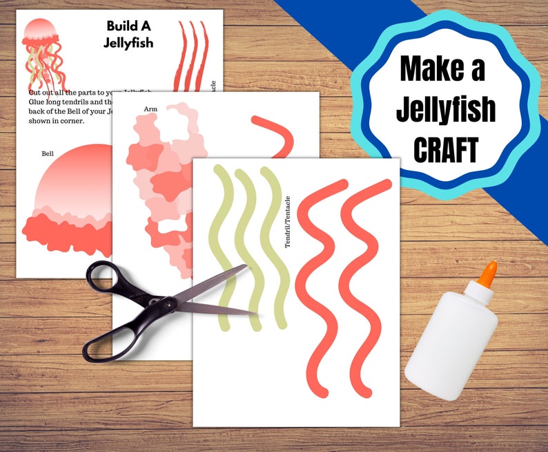 Printable Jellyfish Kids Craft. Three Colored Jellyfish to Cut Out and ...