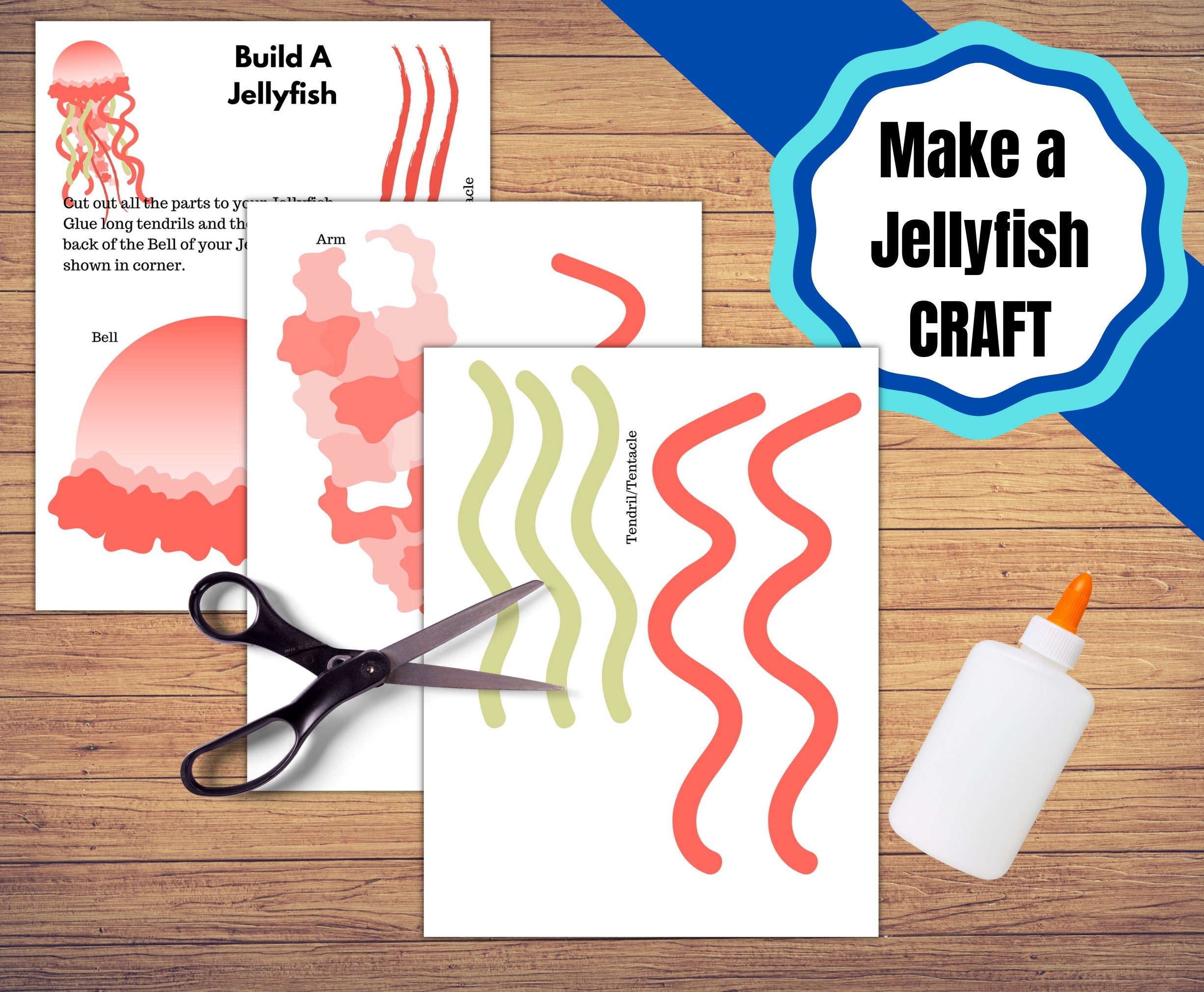 Printable Jellyfish Kids Craft. Three Colored Jellyfish to Cut Out and ...