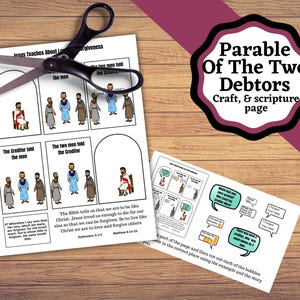 The Parable of the Two Debtors Bible Craft, Jesus Teaches Forgiveness ...