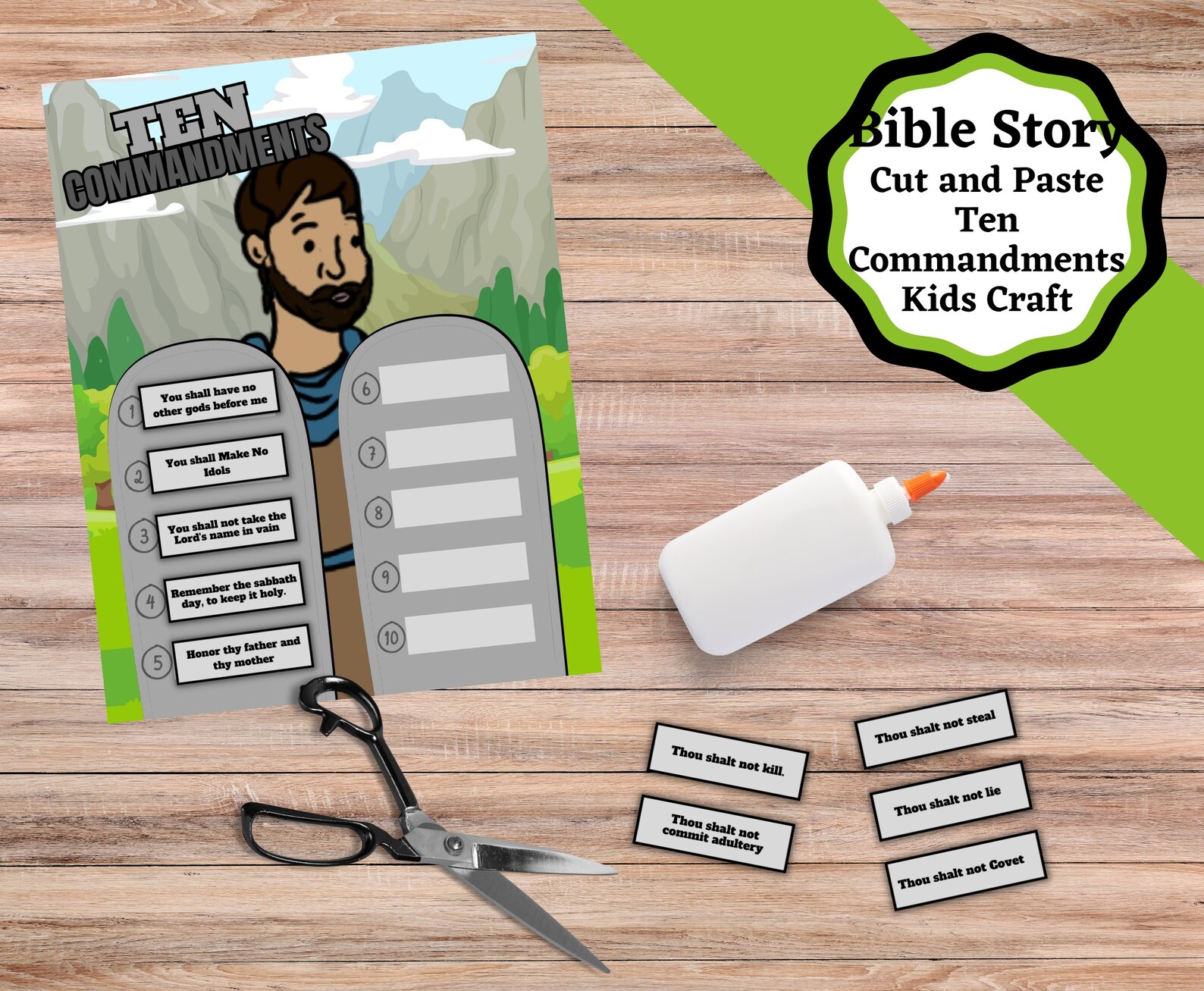 Printable Cute and Paste 10 Commandments Craft. Ten Commandments Kids ...