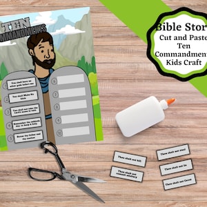 Printable Cute and Paste 10 Commandments Craft. Ten Commandments Kids ...