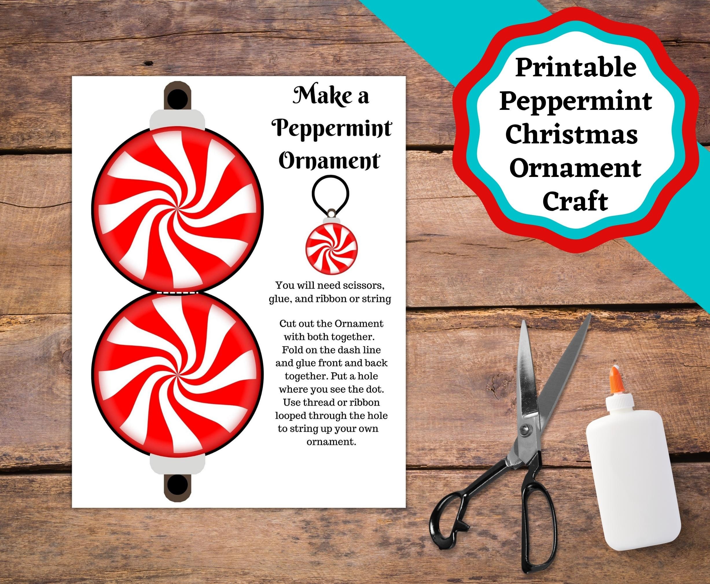 Peppermint Printable Make It Yourself Christmas Ornament Craft. - Etsy