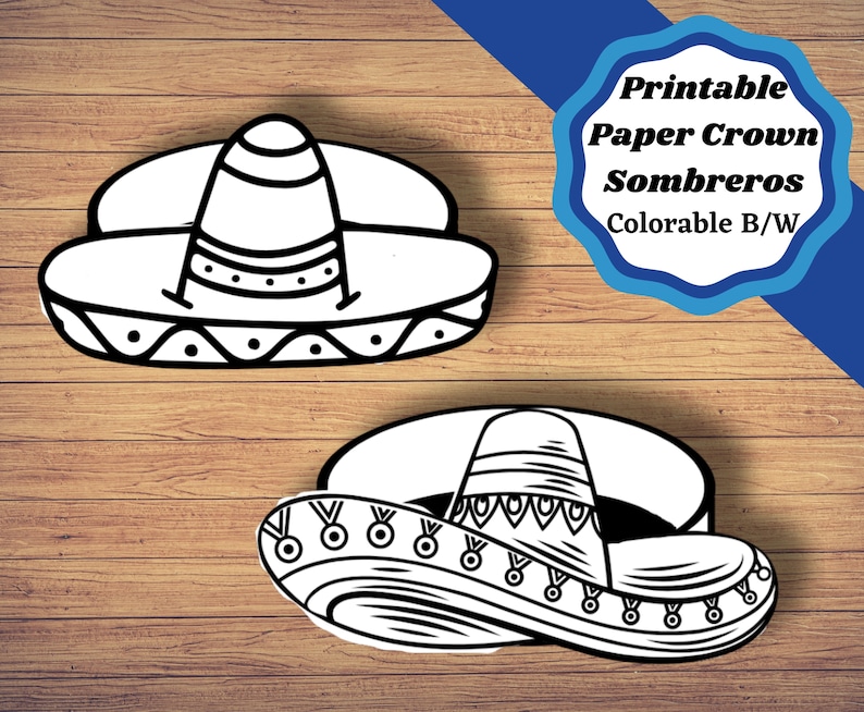 Printable Sombrero Paper Crowns, Cinco De Mayo Craft. Sombrero Hat ...