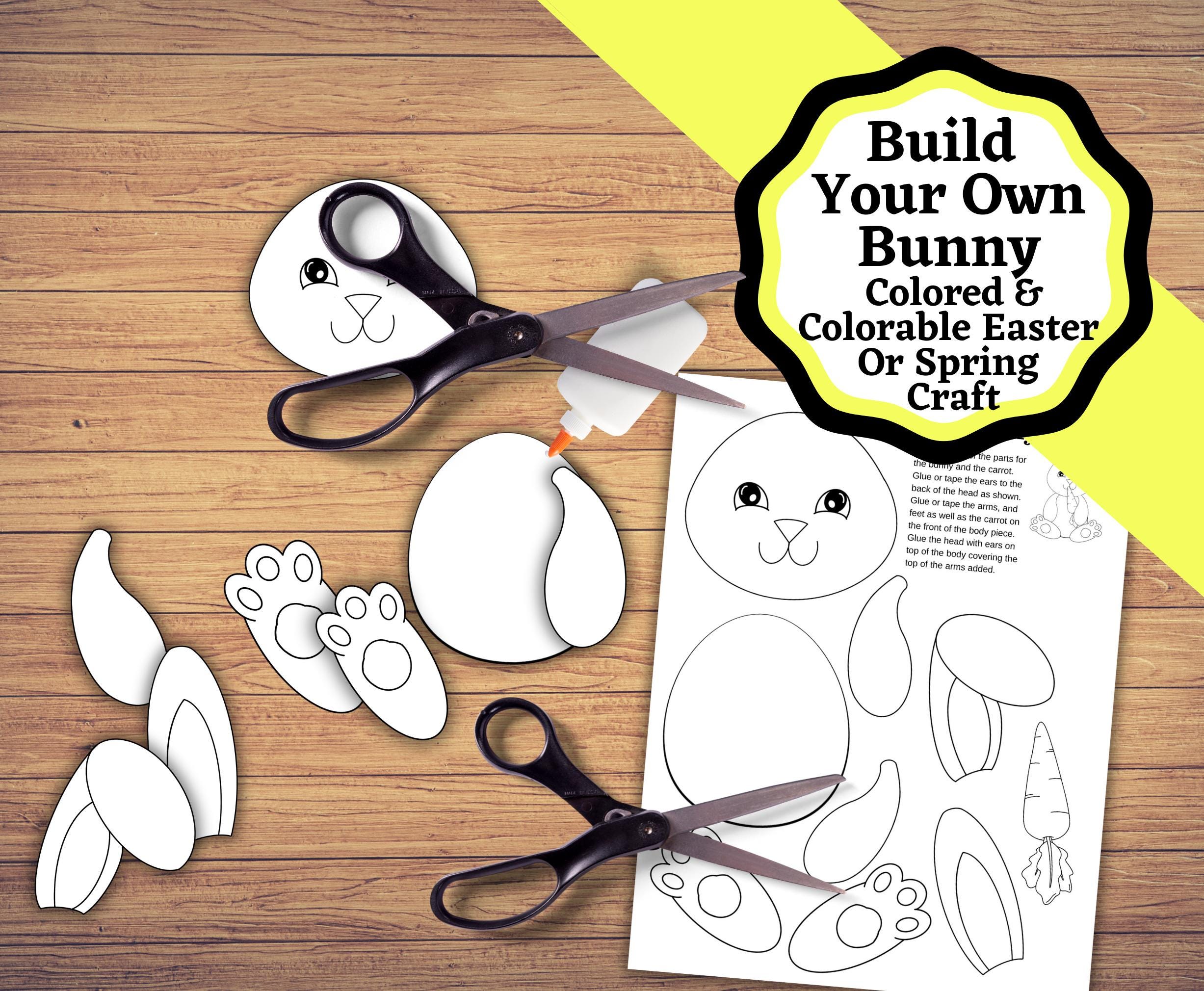 Build A Bunny Printable Kids Craft. Kids Printable Colorable and ...
