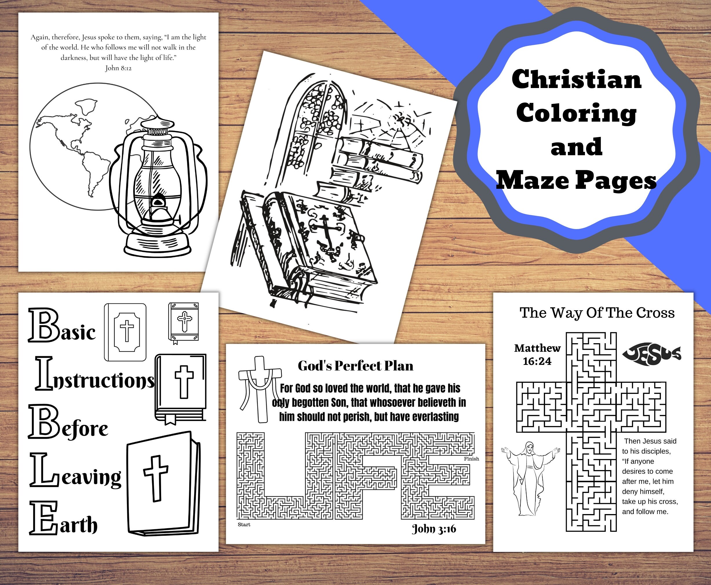 Printable Maze and Coloring Sheets, Christian Coloring Pages, John 3:16 ...