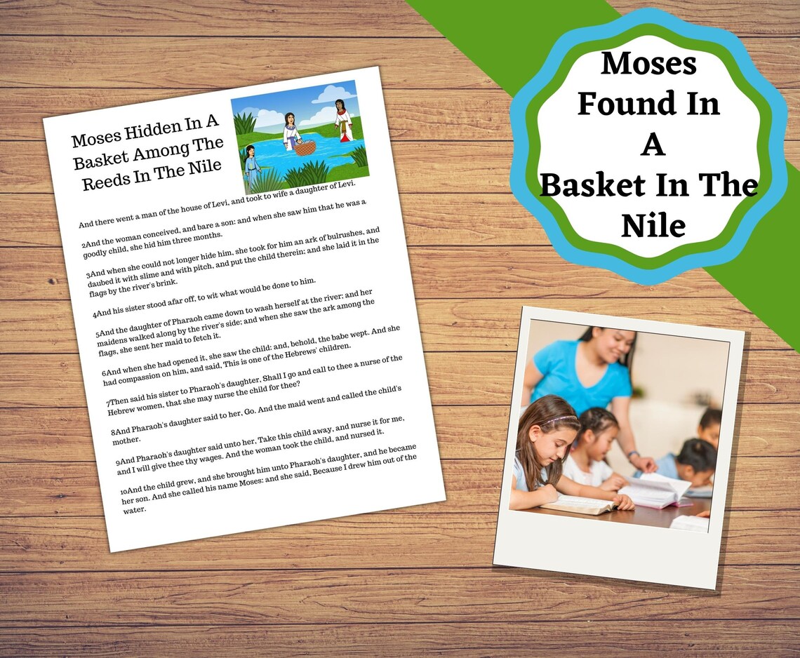 Moses Found in the Nile in A Basket, Printable Craft, Story Page, and ...